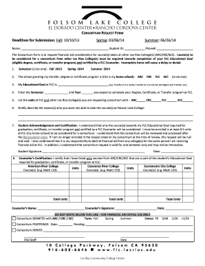 Fillable Online flc losrios Consortium Request Form - Folsom Lake College - Los Rios ... - flc ...