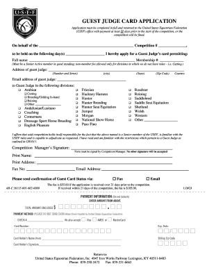 Fillable Online usef Guest judge card application - The United States ...