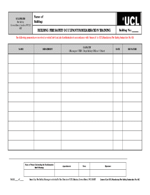 Fillable Online ucl ac Practical completion amp occupation fire safety familiarisation - UCL Fax ...