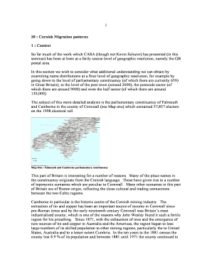 Fillable Online 1 20 : Cornish Migration patterns 1 : Context So far ...