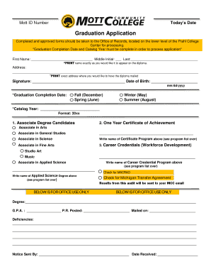 Fillable Online mcc Graduation bApplicationb - Mott Community College ...