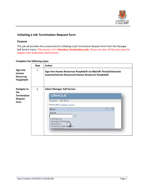 Fillable Online ucalgary Initiating a Job Termination Request form - ucalgary Fax Email Print ...