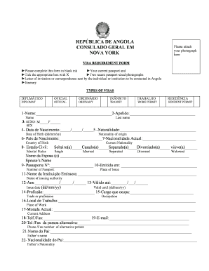 Fillable Online Rep?blica de Angola. visa application form Fax Email ...