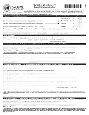 Fillable Online images akc FSS Special Litter Application - American ...