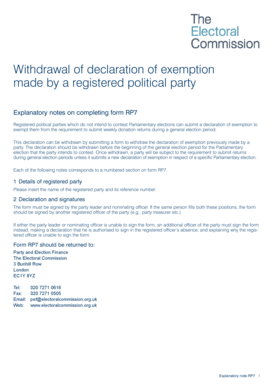 Fillable Online electoralcommission org Form RP7: Withdrawal of ...