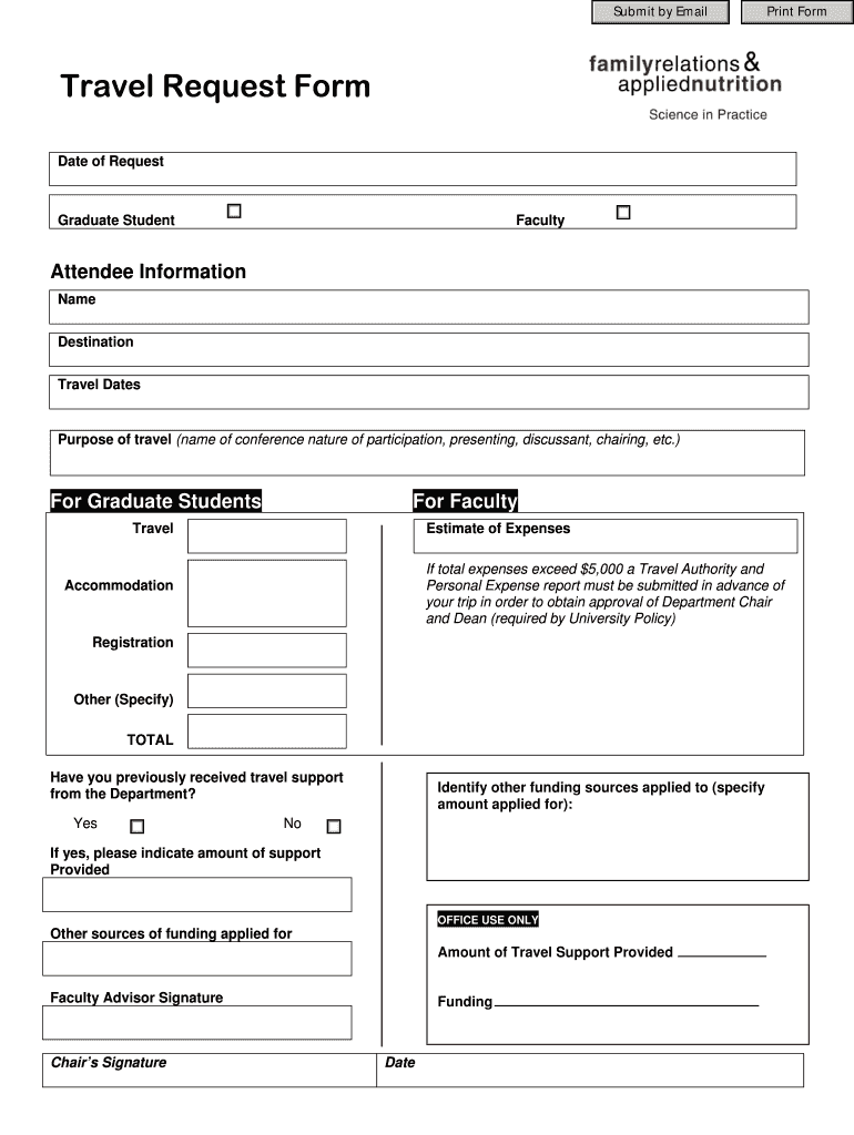 Fillable Online Travel Request Form Fax Email Print - pdfFiller