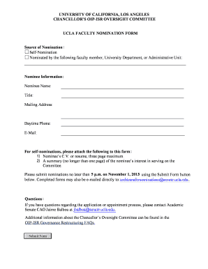 Fillable Online research ucla UCLA Faculty Nomination Form - Research ...