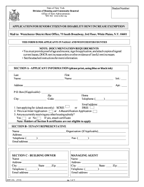Fillable Online nyshcr APPLICATION FOR SENIOR CITIZEN OR DISABILITY ...