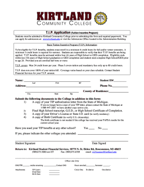 Fillable Online kirtland KCC Tip Application - Kirtland Community ...