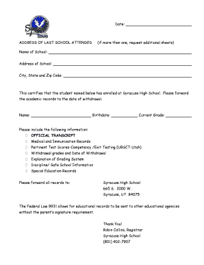Fillable Online Last School Attended Record Request Form - Davis.K12.ut ...