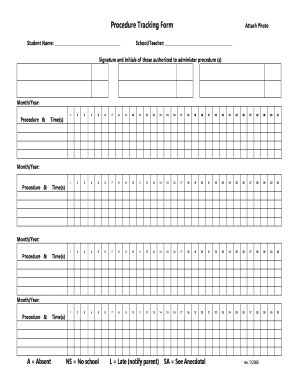 Fillable Online Procedure Tracking Form - Davis.K12.ut.us Fax Email ...