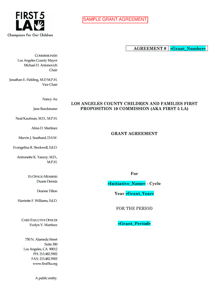 Fillable Online GRANT AGREEMENT FOR «INITIATIVE_NAME» Fax Email Print ...