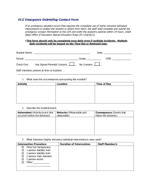 Fillable Online VI.C Emergency Debriefing Contact Form - Davis School ...