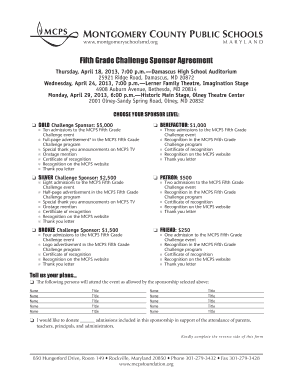 Fillable Online montgomeryschoolsmd Fill out a Sponsor Agreement Form - Montgomery County Public ...