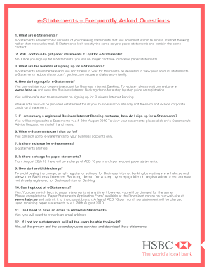 Fillable Online hsbc e-Statements Frequently Asked Questions Fax Email ...