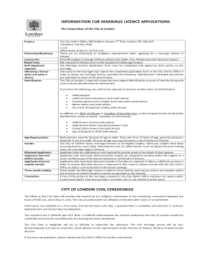 london marriage licence Fill Online, Printable, Fillable, Blank - pdfFiller