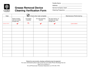 Fillable Online london Grease Removal Device Cleaning Verification Form ...