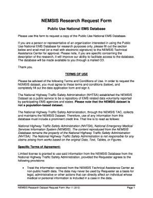Fillable Online nemsis NEMSIS Research Request Form Fax Email Print ...