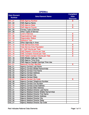 Fillable Online nemsis Data Element - nemsis Fax Email Print - pdfFiller