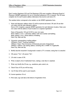 Fillable Online dehs umn mnbp registration number form Fax Email Print ...