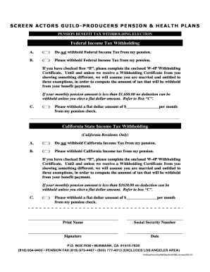 Fillable Online sagph Pension Benefit Tax Withholding Election Form Fax ...