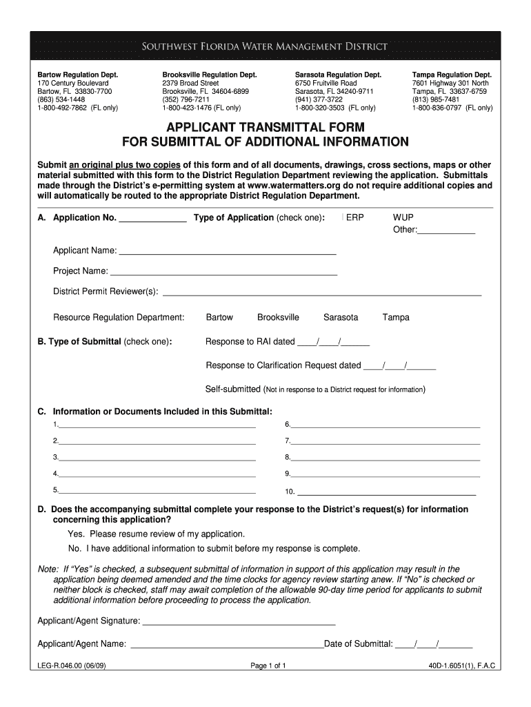 Fillable Online Applicant Transmittal Form for Submittal of Additional ...