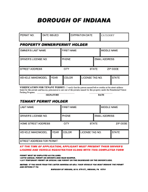 Fillable Online BOROUGH OF INDIANA - Indiana Borough Fax Email Print ...