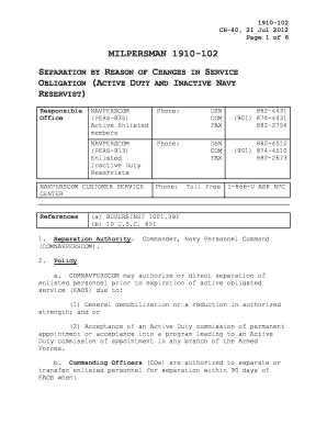 Fillable Online public navy SEPARATION BY REASON OF CHANGES IN SERVICE ...