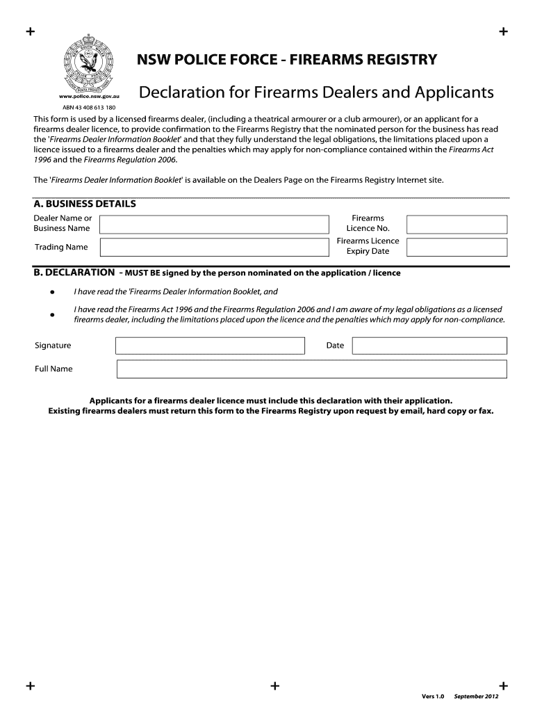 Fillable Online NSW POLICE FORCE - FIREARMS REGISTRY Fax Email Print ...