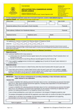 Fillable Online Application for a Dangerous Goods Driver Licence.xlsx ...