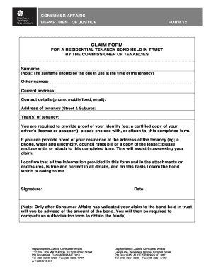 Fillable Online CLAIM FORM - NT Consumer Affairs Fax Email Print ...