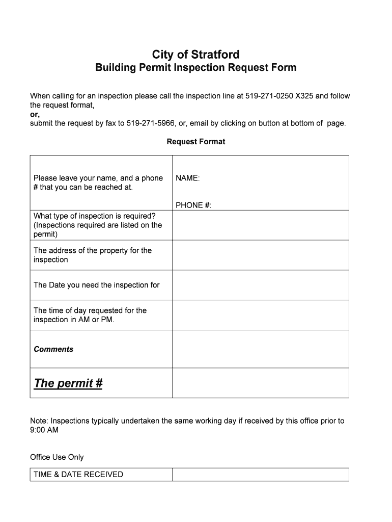 Fillable Online Building Permit Inspection Request Form Fax Email Print ...