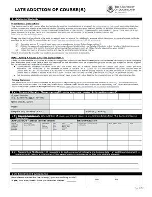 Fillable Online LATE ADDITION OF COURSE(S) Fax Email Print - pdfFiller