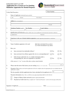 Fillable Online uq edu RADIATION SAFETY ACT 1999 - uq edu Fax Email ...