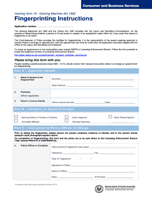 Fillable Online Fingerprinting form - SA.gov.au Fax Email Print - pdfFiller