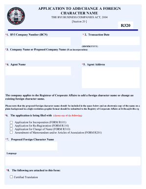 Fillable Online 320 bApplicationb to add change a foreign character name Fax Email Print - pdfFiller