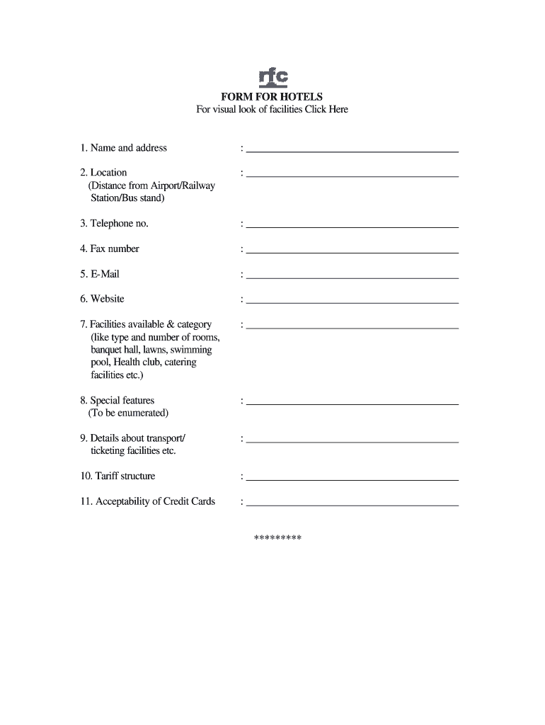 Fillable Online rfc rajasthan gov Form for Listing in Yellow Page for ...