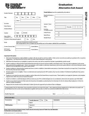 Fillable Online cdu edu Alternative Exit Award Fax Email Print - pdfFiller