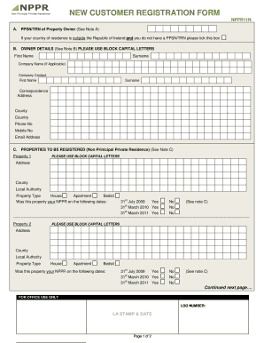 Fillable Online NEW CUSTOMER REGISTRATION FORM - Kilkenny County ...