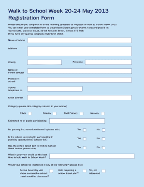 Fillable Online nidirect gov Walk to School Week 20-24 May 2013 ...