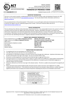 Fillable Online legislation act gov TRANSFER OF PREMISES FORM - ACT ...