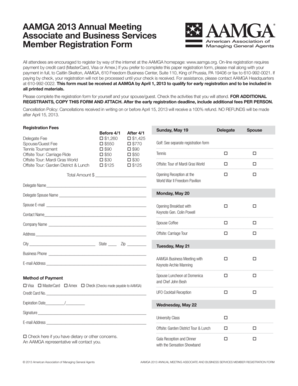 Fillable Online aamga Associate and Business Services Member ...