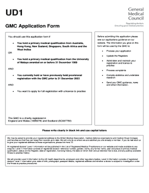 UD1 GMC Application Form - General Medical Council - Gmc-uk - Fill and ...