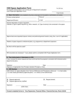 Fillable Online CDD Space Application Form Fax Email Print - pdfFiller
