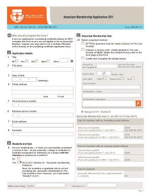 Fillable Online lawsociety com Associate Membership bApplicationb 2011 ...