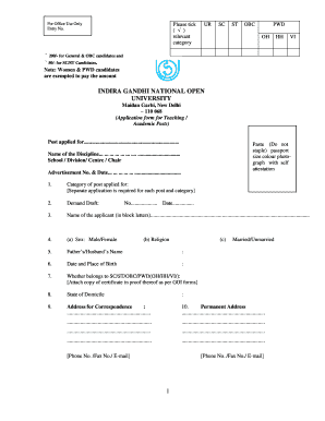 Fillable Online ignou ac For Office Use Only Entry No - ignou ac Fax ...
