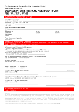 Fillable Online hsbc com BUSINESS INTERNET BANKING AMENDMENT FORM ...