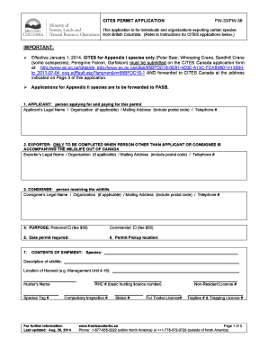 Fillable Online env gov bc CITES Verbal Application Fax Email Print ...