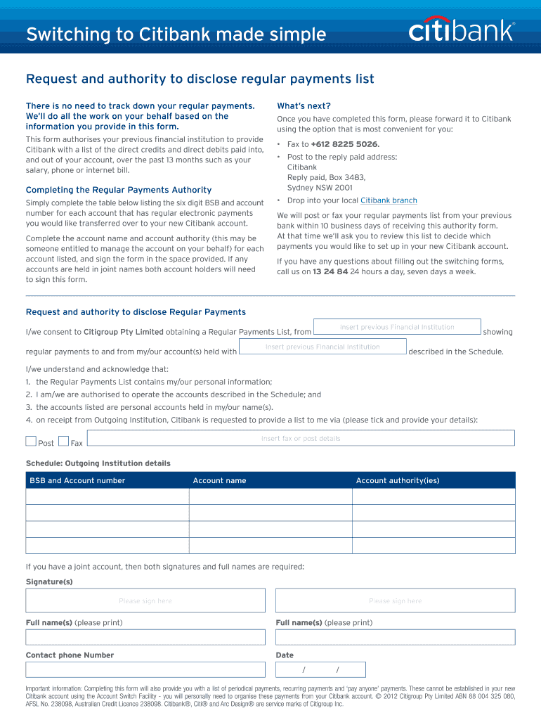 Fillable Online Request and authority to disclose regular payments list ...