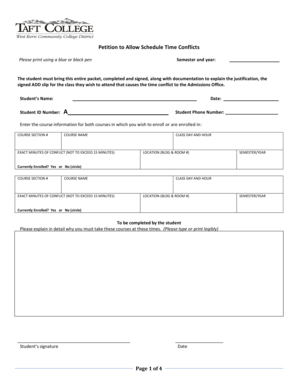 Fillable Online taftcollege Time conflict form - Taft College ...